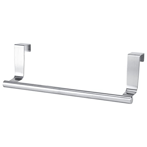 Over The Cabinet Towel Bar, Over Door Drawer Towel Hanging Rack Modern Kitchen Washcloth Hanger, Stainless Steel No Drilling Towel Holder for Bathroom, Kitchen (9.06 x 2.17 x 0.98 inch -Silver)