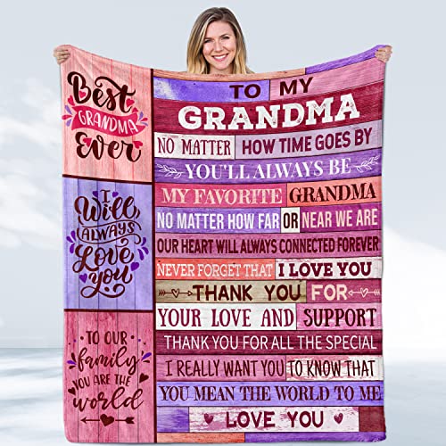 Grandma Gifts Throw Blanket Best Birthday Gifts for Grandma Nana Gifts from Grandchildren Granddaughter Blanket Grandmother (Grandma Gifts, 80"X60")…