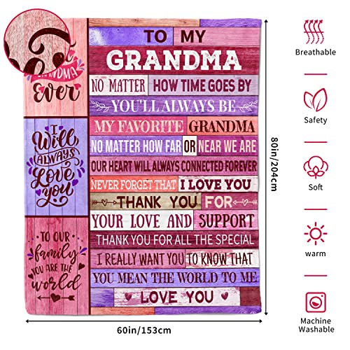 Grandma Gifts Throw Blanket Best Birthday Gifts for Grandma Nana Gifts from Grandchildren Granddaughter Blanket Grandmother (Grandma Gifts, 80"X60")…