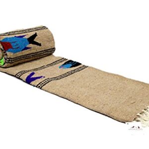 Open Road Goods Thick Tan/Khaki/Brown Mexican Yoga Blanket - Serape Fish Design - Handmade