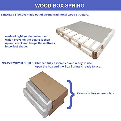 Mattress Solution Fully Assembled Low Profile Split Wood Traditional Boxspring/Foundation, King, Beige