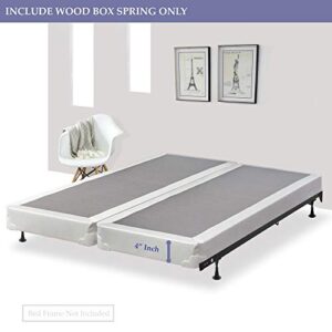 Mattress Solution Fully Assembled Low Profile Split Wood Traditional Boxspring/Foundation, King, Beige