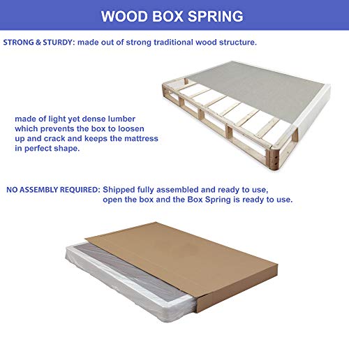 Mattress Solution Fully Assembled Low Profile Split Wood Traditional Boxspring/Foundation, Queen, Extra Pedic Collection