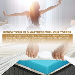 Memory Foam 2 Inch Full Mattress Topper Mattress Pad, Double Size Gel Infused Soft Bed Topper Double Bed Mattress Toppers for Pressure Relieving