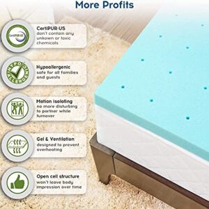 Memory Foam 2 Inch Full Mattress Topper Mattress Pad, Double Size Gel Infused Soft Bed Topper Double Bed Mattress Toppers for Pressure Relieving