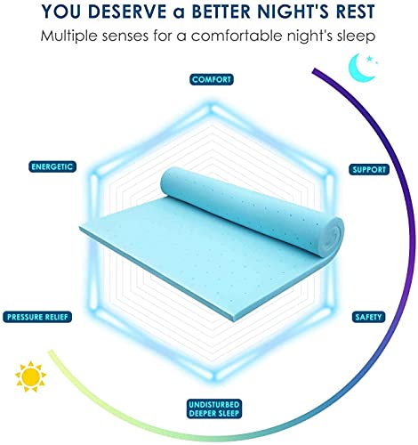 Memory Foam 2 Inch Full Mattress Topper Mattress Pad, Double Size Gel Infused Soft Bed Topper Double Bed Mattress Toppers for Pressure Relieving