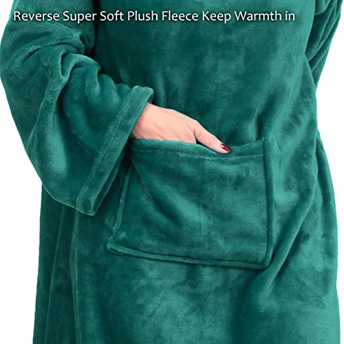 Catalonia Wearable Blanket with Sleeves and Pocket, Cozy Soft Fleece Mink Micro Plush Wrap Throws Blanket Robe for Women and Men, Gift for Her