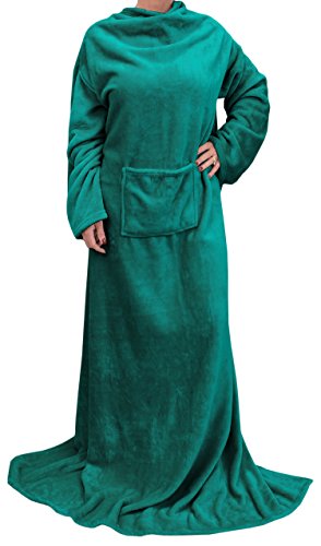 Catalonia Wearable Blanket with Sleeves and Pocket, Cozy Soft Fleece Mink Micro Plush Wrap Throws Blanket Robe for Women and Men, Gift for Her