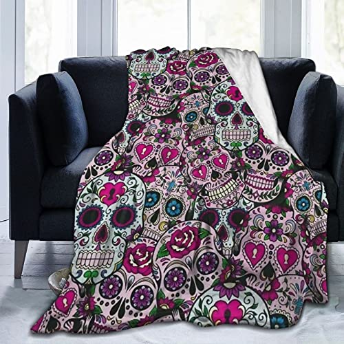 Throw Blanket Purple Sugars Skulls Summer Blanket Cooling Blanket Super Soft Micro Fleece Blanket Lightweight Comfort Warm for Couch Travel Chair - All Season Premium Bed Blanket 50 X 40 Inches