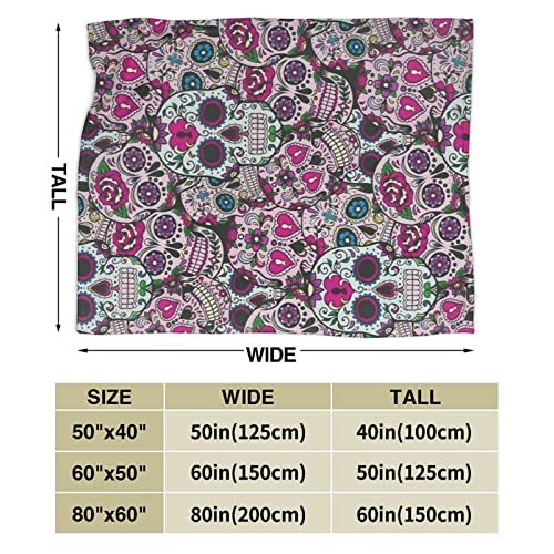 Throw Blanket Purple Sugars Skulls Summer Blanket Cooling Blanket Super Soft Micro Fleece Blanket Lightweight Comfort Warm for Couch Travel Chair - All Season Premium Bed Blanket 50 X 40 Inches