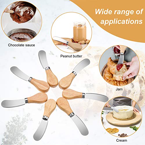 Patelai 12 Pieces Cheese Spreader Cheese Butter Knife Stainless Steel Butter Spreader Knives with Bamboo Handle Sandwich Cream Cheese Cake Condiment Knife Set, 4.7 Inch