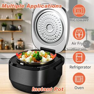 3Pcs Air Fryer Silicone Liners with Handle- 6.3in Food Safe Air Fryer Silicone Pot for 2 to 2.6QT No Harsh Cleaning, Reusable Round Air Fryer Baskets Replacement for Parchment Liner Paper