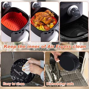 3Pcs Air Fryer Silicone Liners with Handle- 6.3in Food Safe Air Fryer Silicone Pot for 2 to 2.6QT No Harsh Cleaning, Reusable Round Air Fryer Baskets Replacement for Parchment Liner Paper