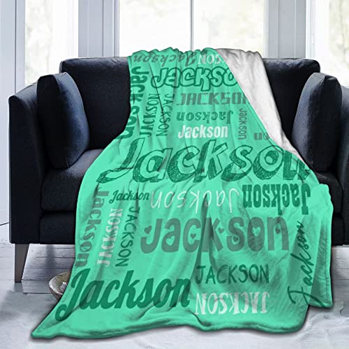 SIMIEEK Custom Blanket Personalized with Name Text, Customized Flannel Throws Blankets for Baby Adults Kids Birthday Valentines Day Gift, 30x40 Inches Inches, Mint Green