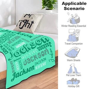 SIMIEEK Custom Blanket Personalized with Name Text, Customized Flannel Throws Blankets for Baby Adults Kids Birthday Valentines Day Gift, 30x40 Inches Inches, Mint Green