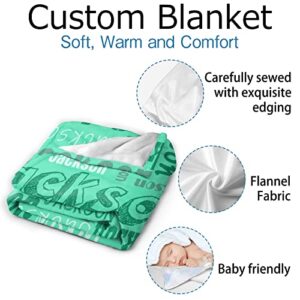 SIMIEEK Custom Blanket Personalized with Name Text, Customized Flannel Throws Blankets for Baby Adults Kids Birthday Valentines Day Gift, 30x40 Inches Inches, Mint Green