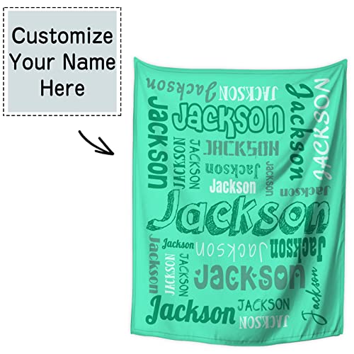 SIMIEEK Custom Blanket Personalized with Name Text, Customized Flannel Throws Blankets for Baby Adults Kids Birthday Valentines Day Gift, 30x40 Inches Inches, Mint Green