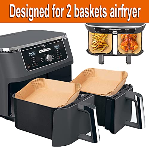 BTONAS 8.7x5.5 Inches Rectangle Air Fryer Liners Disposable Parchment Paper Sheets for Rectangle AirFryer Baskets Non-Stick 100Pcs