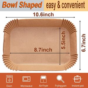 BTONAS 8.7x5.5 Inches Rectangle Air Fryer Liners Disposable Parchment Paper Sheets for Rectangle AirFryer Baskets Non-Stick 100Pcs