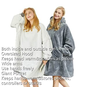 NapCure Blanket Hoodie Sweatshirt, Wearable Sherpa Fleece Oversized TV-Blanket (Dark Grey, Standard Size)