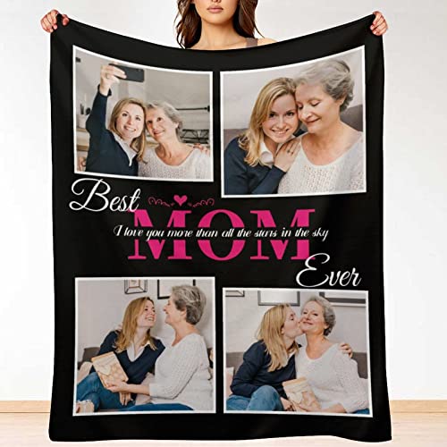 Caisuedawn Gifts for Mom Custom Blankets with Photos Best dad Ever Mother's Day Personalized Photo Blanket for Mom, Mom Birthday Gifts