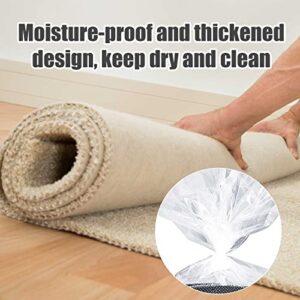 4 Pcs Rug Storage Bag and 100 Pcs Zip Tie 2 x 11 Ft Large Clear Carpet Bag Fits Rugs up to 9 x 12 Ft White Nylon Locking Cable Ties Plastic Area Rug Bag to Preserve Rolled Rugs for Moving or Storage