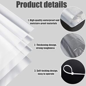 4 Pcs Rug Storage Bag and 100 Pcs Zip Tie 2 x 11 Ft Large Clear Carpet Bag Fits Rugs up to 9 x 12 Ft White Nylon Locking Cable Ties Plastic Area Rug Bag to Preserve Rolled Rugs for Moving or Storage