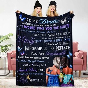 funny best friend throw blanket 50" x 60"- ultra soft sister blankets for women bestie blanket friendship blanket birthday gifts for women 50x60 inches