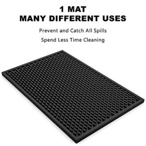 AXIESO Silicone Bar Mat - 1/2 Inch Thick Heat-Resistant and Food Safe Drip Mat - Spill Mats for Counter Top - Service Mat for Kitchen, Coffee Bar, Restaurant - Drying Mat for Glasses - 18 x 12 Inches