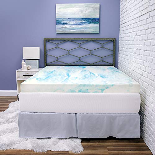 BioPEDIC 4" Gel Swirl Memory Foam Mattress Topper, Queen, White