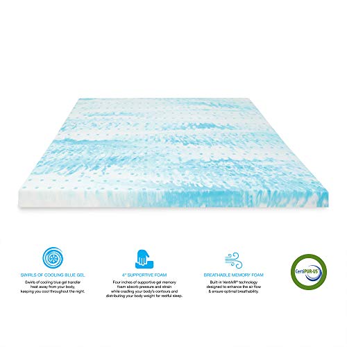 BioPEDIC 4" Gel Swirl Memory Foam Mattress Topper, Queen, White