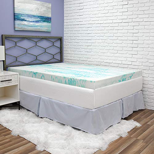 BioPEDIC 4" Gel Swirl Memory Foam Mattress Topper, Queen, White