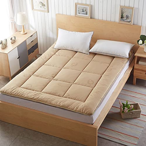 KASAN Japanese Floor Mattress, Japanese Futon Mattress Foldable Mattress, Mattress Tatami Mat with Washable Cover, Easy to Store and Portable for Camping,Brown,200x220cm (79x87in)