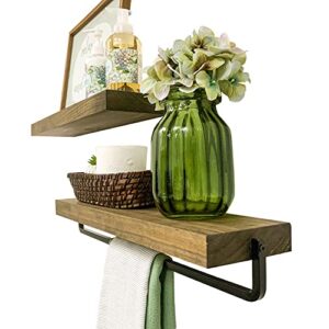 Del Hutson Designs True Floating Towel Holder Set (Dark Walnut, 24 Inch)