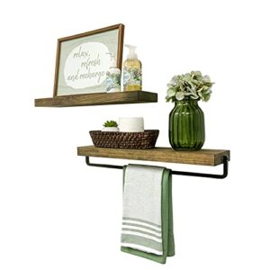 Del Hutson Designs True Floating Towel Holder Set (Dark Walnut, 24 Inch)