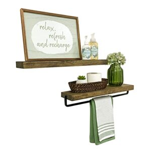 Del Hutson Designs True Floating Towel Holder Set (Dark Walnut, 24 Inch)