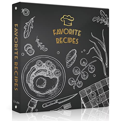 Recipe Binder 8.5x11 3 Ring, Recipe Book to Write in Your own Recipes, Family Recipe Binder Full Page with Plastic Sleeves for Cooking Gifts (Blackboard Painting, Full-Page)