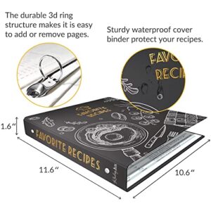 Recipe Binder 8.5x11 3 Ring, Recipe Book to Write in Your own Recipes, Family Recipe Binder Full Page with Plastic Sleeves for Cooking Gifts (Blackboard Painting, Full-Page)