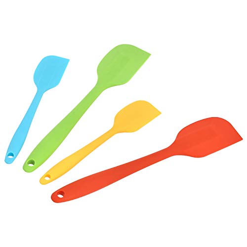 AmazonCommercial Non-Stick Heat Resistant Silicone Spatula Set, 2 Small & 2 Large Spatulas, Multicolor, Pack of 4