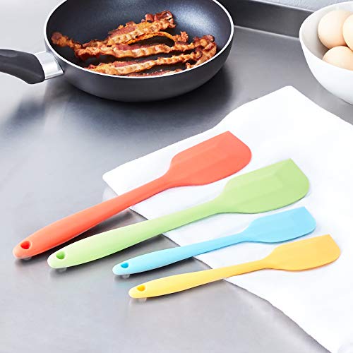 AmazonCommercial Non-Stick Heat Resistant Silicone Spatula Set, 2 Small & 2 Large Spatulas, Multicolor, Pack of 4