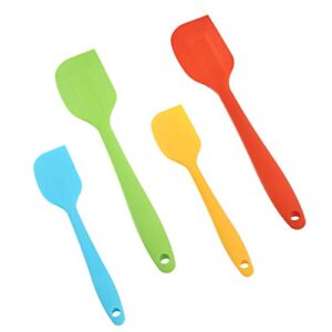 AmazonCommercial Non-Stick Heat Resistant Silicone Spatula Set, 2 Small & 2 Large Spatulas, Multicolor, Pack of 4