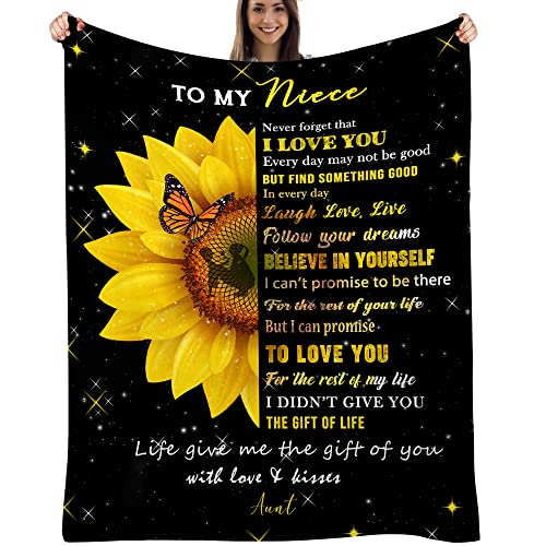 YOYICU Niece Blanket Gifts from Aunt SunflowerThrow Blanket for Birthday Gifts to Niece 60"x80"in…