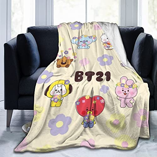 LOSVORF Bt Cartoon Blanket 21 Throw 50"X60" J-Hope Jimin Blankets Sofa Army Blankets Christmas Blanket Gift Flannel Blankets Quilt Blankets for Living Room Bedroom