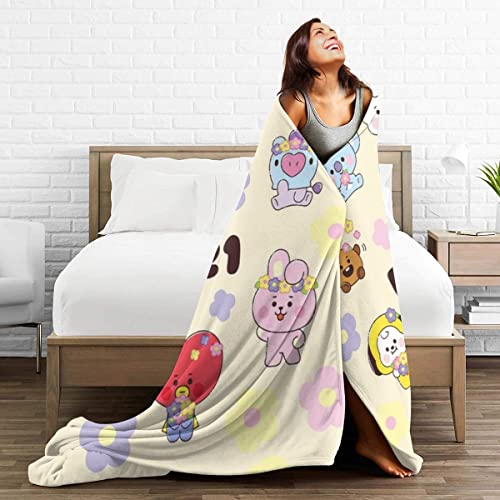 LOSVORF Bt Cartoon Blanket 21 Throw 50"X60" J-Hope Jimin Blankets Sofa Army Blankets Christmas Blanket Gift Flannel Blankets Quilt Blankets for Living Room Bedroom