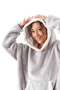 federi the original oversized sherpa wearable blanket hoodie | plush fleece blanket sweatshirt with pockets and sleeves for men and women | one size fits all (32x44 inches) (gray)