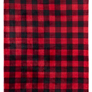 Safdie & Co. 65903.Z.05 Premium Printed Flannel 60"x48"-Super Soft, Lightweight, Microplush, Cozy and Functional Throw Blanket Plaid, Red/Black