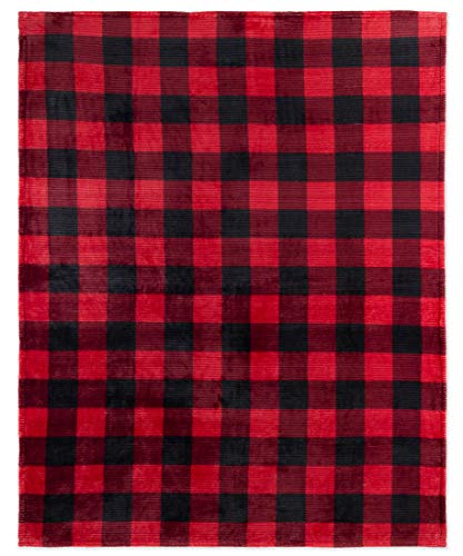 Safdie & Co. 65903.Z.05 Premium Printed Flannel 60"x48"-Super Soft, Lightweight, Microplush, Cozy and Functional Throw Blanket Plaid, Red/Black