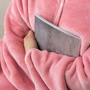 Mellowdy Shawl Blanket Pillow 2-in-1 for Office, Work from Home (Blossom Pink, 40x60) - Wearable Adult Swaddle Snuggle Coat Poncho, Airplane Travel Blanket Set, Fleece Shoulder Wrap for Men and Women