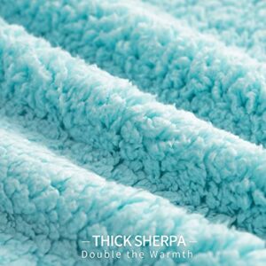 RECYCO Faux Fur Sherpa Throw Blanket Blue, Super Soft Fuzzy Fluffy Blankets Plush Warm Cozy Throw Reversible Comfy Thick Shaggy Sherpa Blanket for Couch Sofa Bed 50x60 Inches