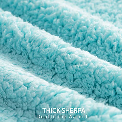 RECYCO Faux Fur Sherpa Throw Blanket Blue, Super Soft Fuzzy Fluffy Blankets Plush Warm Cozy Throw Reversible Comfy Thick Shaggy Sherpa Blanket for Couch Sofa Bed 50x60 Inches